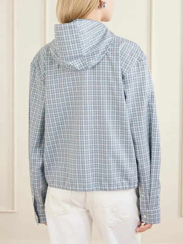 Acne Studios Checked Cotton Jacket With Logo Embroidery And Hood