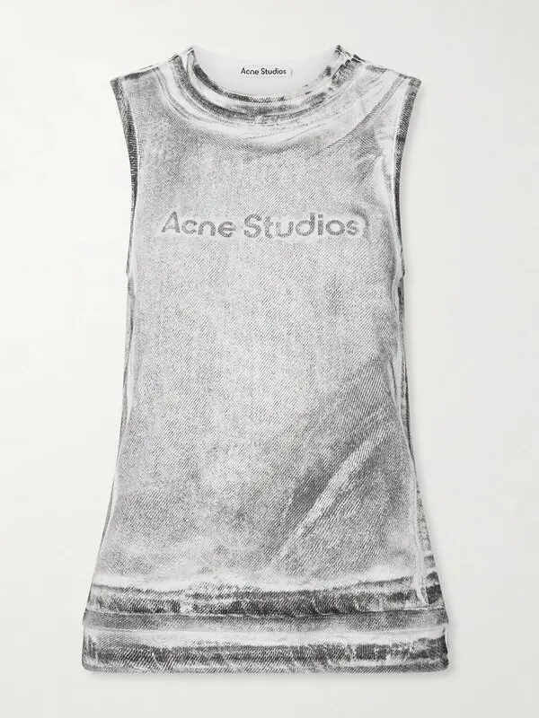 Acne Studios Elgie Printed Cotton-blend Top - Gray