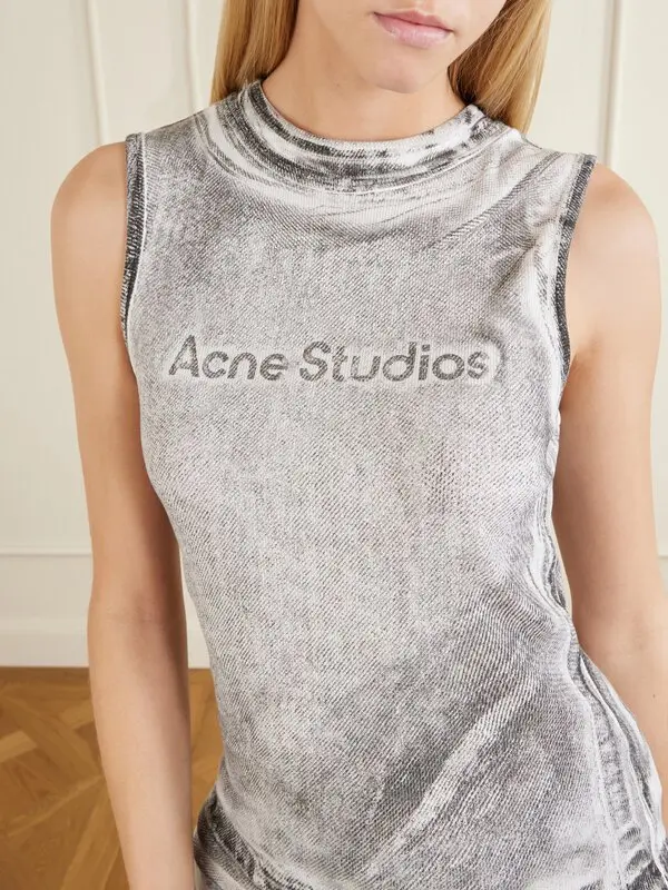 Acne Studios Elgie Printed Cotton-blend Top - Gray