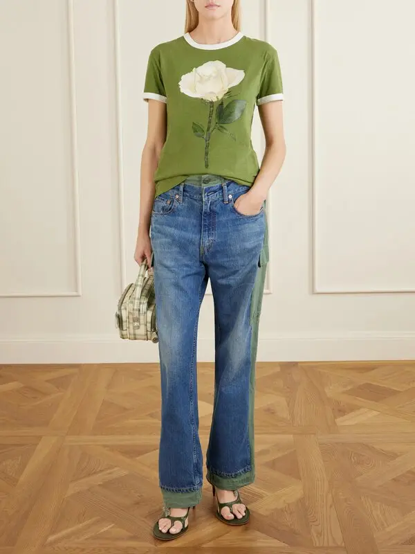 Acne Studios Etza Printed Cotton And Hemp-blend T-shirt - Green