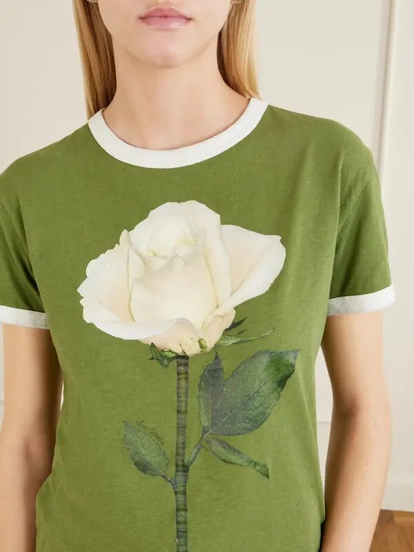 Acne Studios Etza Printed Cotton And Hemp-blend T-shirt - Green