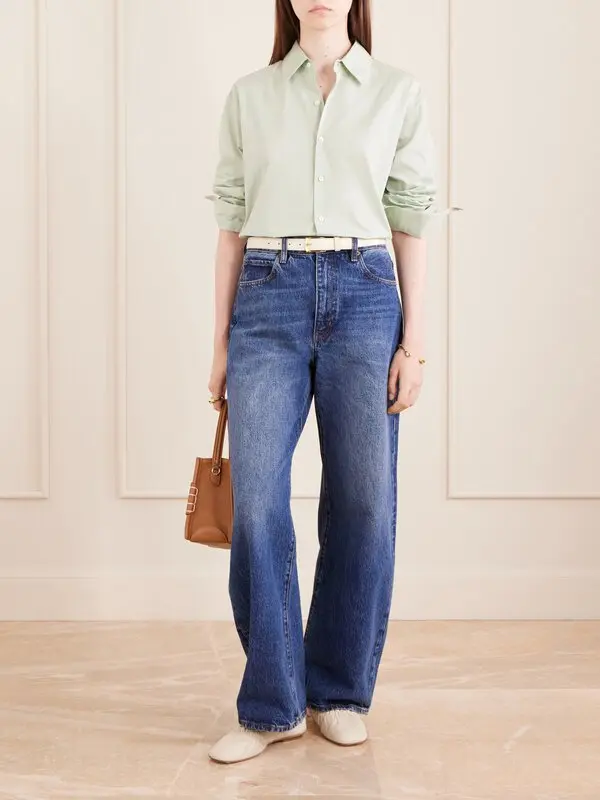 FRAME The Bow High-rise Wide-leg Jeans - Blue