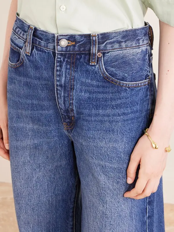 FRAME The Bow High-rise Wide-leg Jeans - Blue