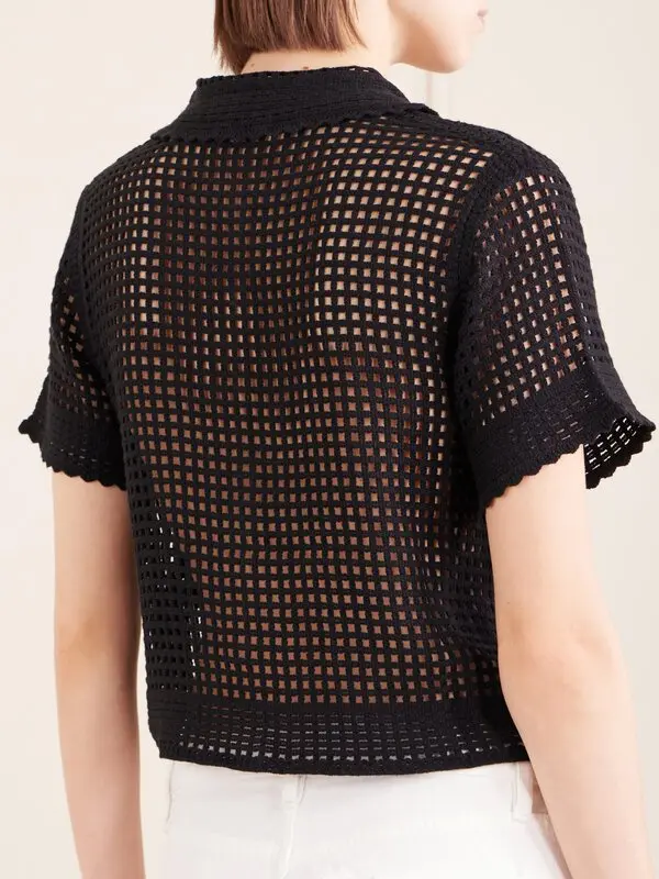 FRAME Crochet Cotton-blend Shirt With Scalloped Trim