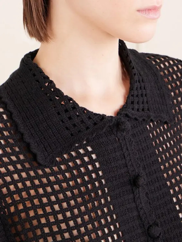 FRAME Crochet Cotton-blend Shirt With Scalloped Trim