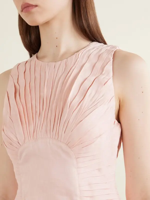 Aje Medea Gathered Linen-blend Mini Dress - Pink