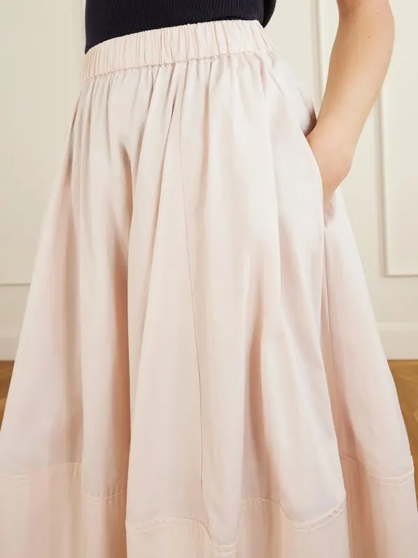 Co Bubble Paneled Cotton-poplin Midi Skirt