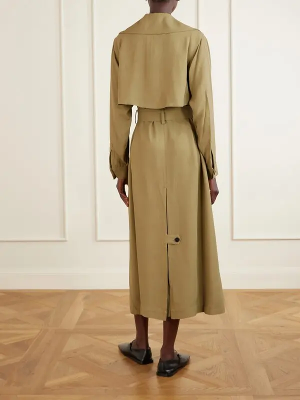 Co Double-breasted Belted Drill Trench Coat