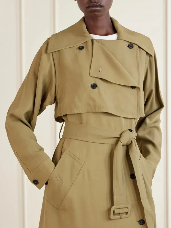 Co Double-breasted Belted Drill Trench Coat