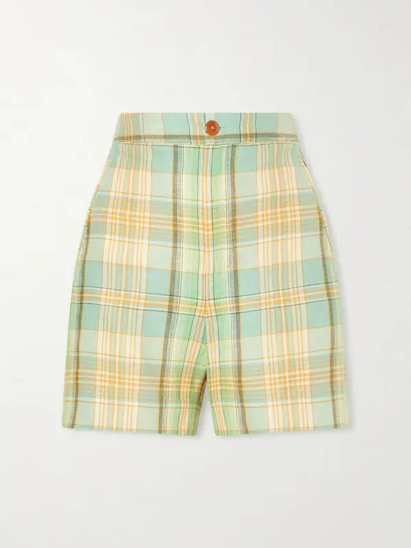 GOD’S TRUE CASHMERE God's True Cashmere Checked Linen Shorts
