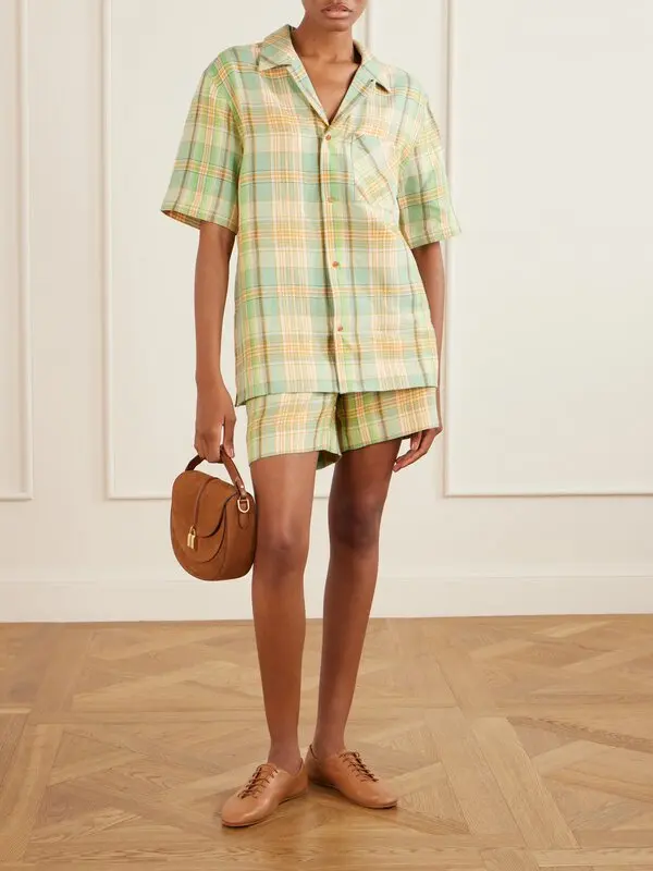 GOD’S TRUE CASHMERE God's True Cashmere Checked Linen Shorts