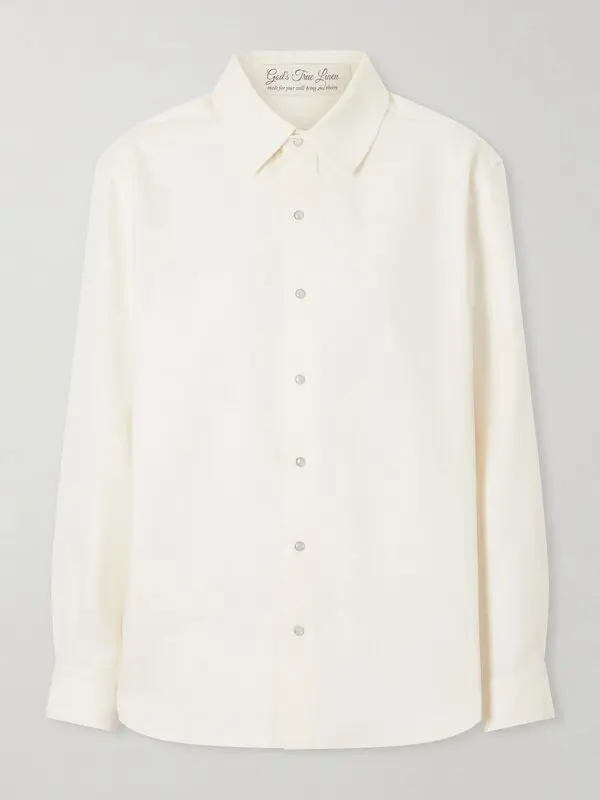 GOD’S TRUE CASHMERE God's True Cashmere Silver Solid Linen Shirt