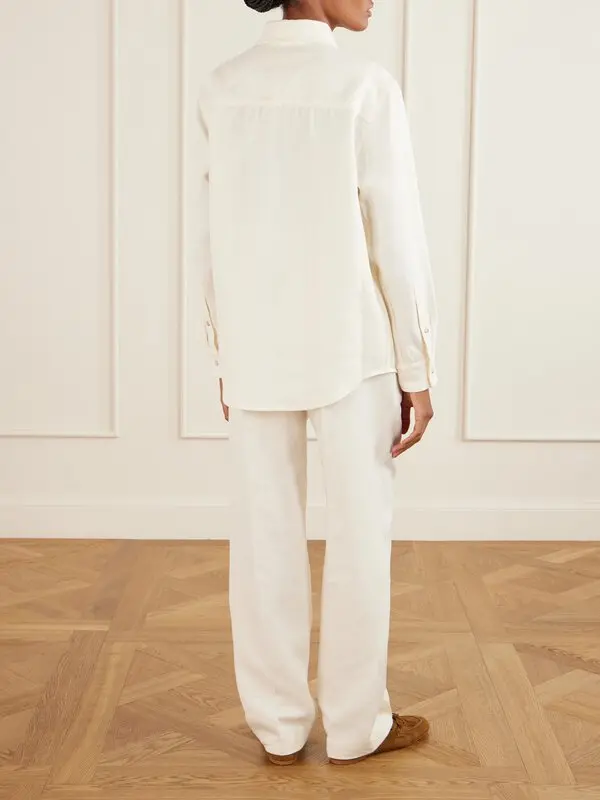 GOD’S TRUE CASHMERE God's True Cashmere Silver Solid Linen Shirt
