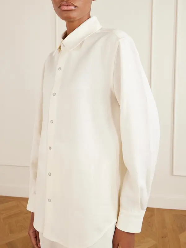 GOD’S TRUE CASHMERE God's True Cashmere Silver Solid Linen Shirt