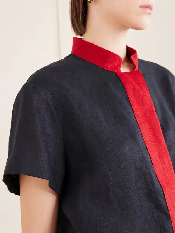 LIBEROWE Hana Linen Shirt With Contrasting Panels - Black