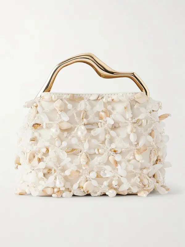 Cult Gaia Solene Mini Beaded Clutch - Neutrals