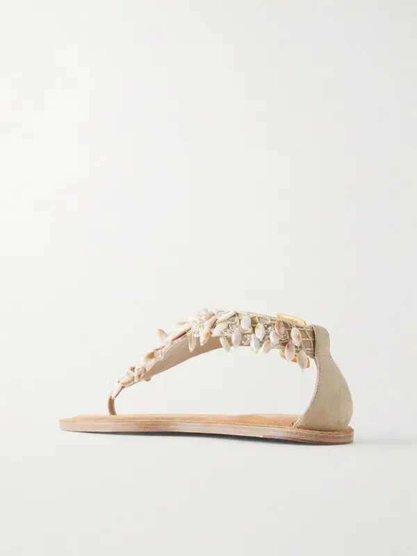 Balmain Embellished Suede Sandals