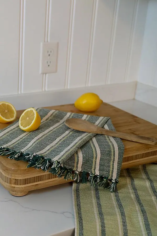 SUPRA ENDURA Striped Organic Cotton Kitchen Towel Set - Lime/green