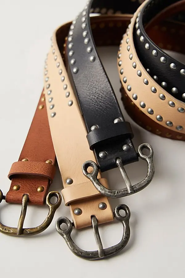 Free People Sparrow Studded Leather Belt - Black