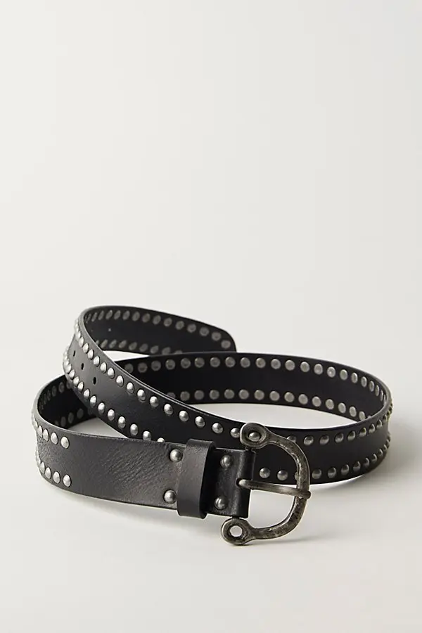 Free People Sparrow Studded Leather Belt - Black