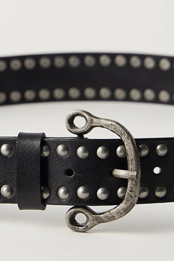 Free People Sparrow Studded Leather Belt - Black