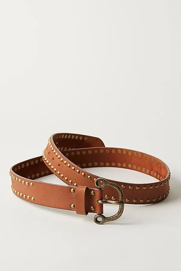Free People Sparrow Studded Leather Belt - Cognac