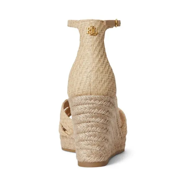 Ralph Lauren Nellie Raffia Wedge Espadrille Sandals - Natural