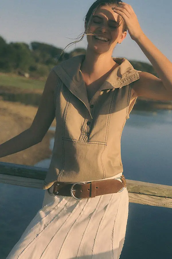 Anthropologie Double O-ring Leather Belt - Brown