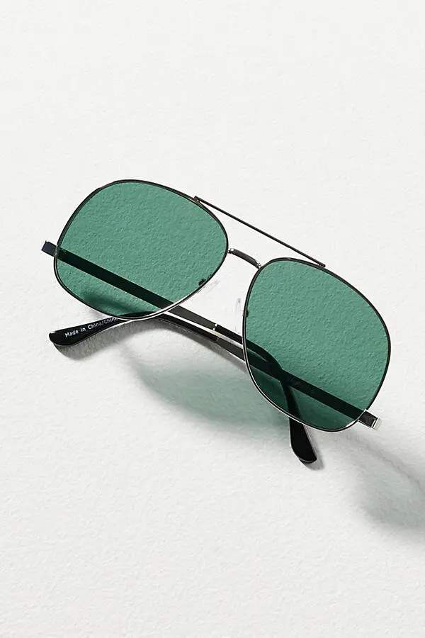 EYEKING Oversized Aviator Sunglasses - Silver/green