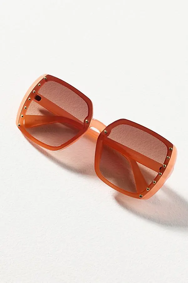 EYEKING Oversized Square Studded Sunglasses - Peach