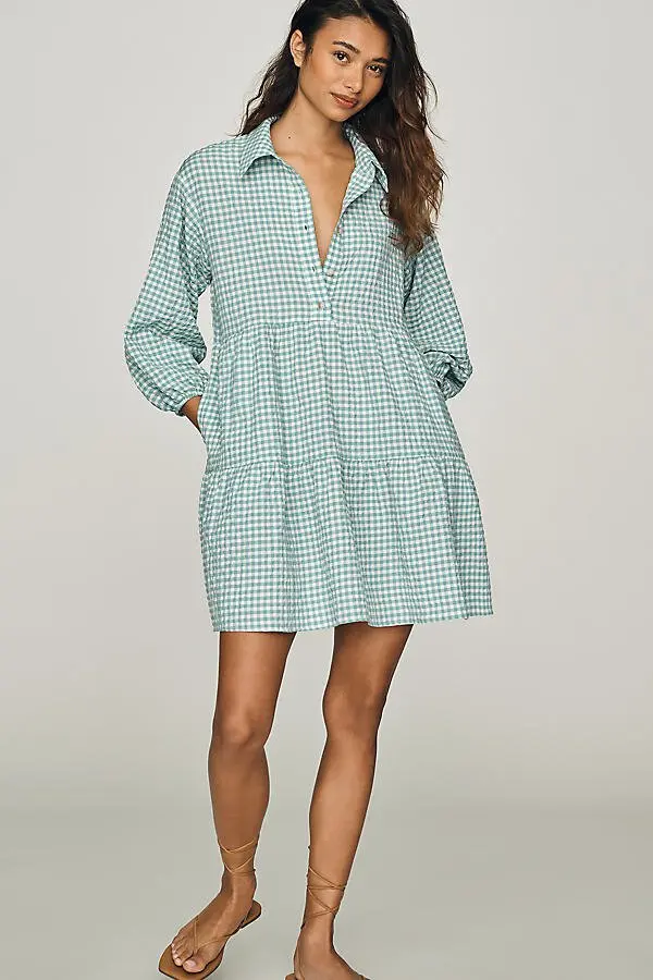 Maeve Bettina Tiered Mini Shirt Dress