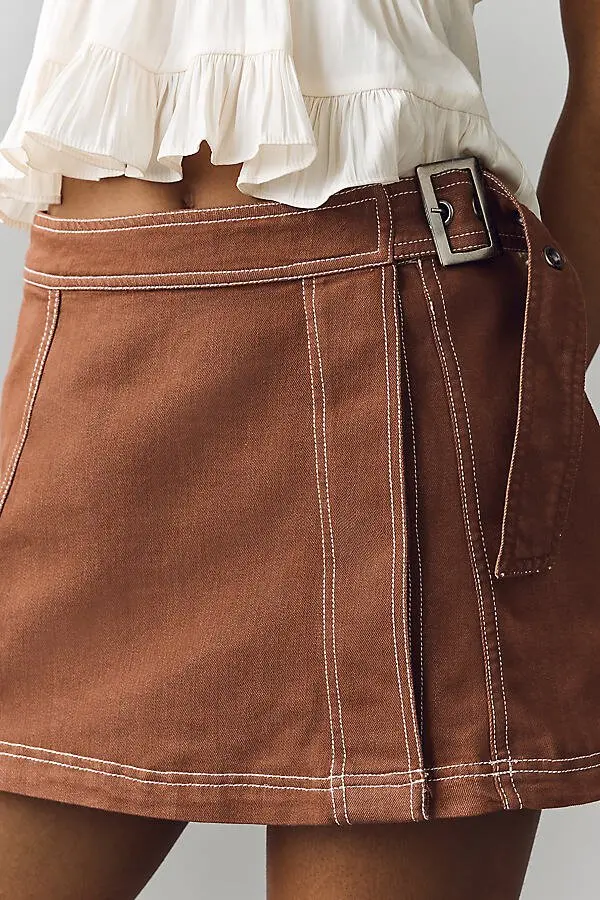 PILCRO Belted Wrap Skort