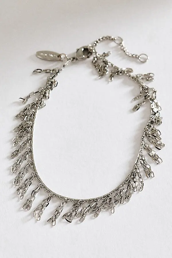 Anthropologie 14k -plated Brass Chain Fringe Bracelet - Silver