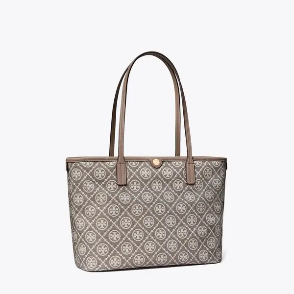 Tory Burch T Monogram Coated Jacquard Small Zip Tote