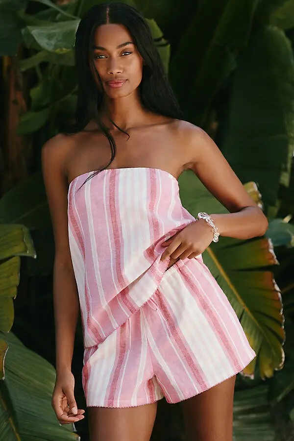 Beach Riot Birkley Cotton Linen Shorts - Bubblegum Stripe