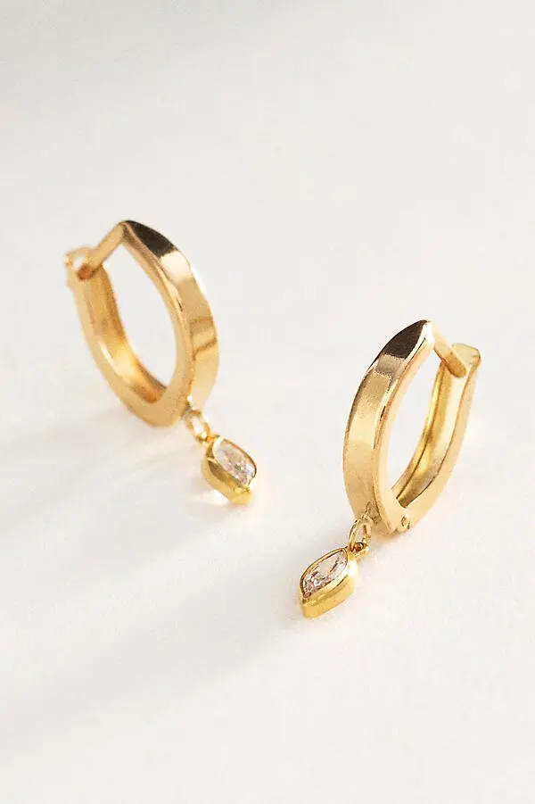 SET & STONES 14k -filled Cubic Zirconia Hoop Earrings - Gold