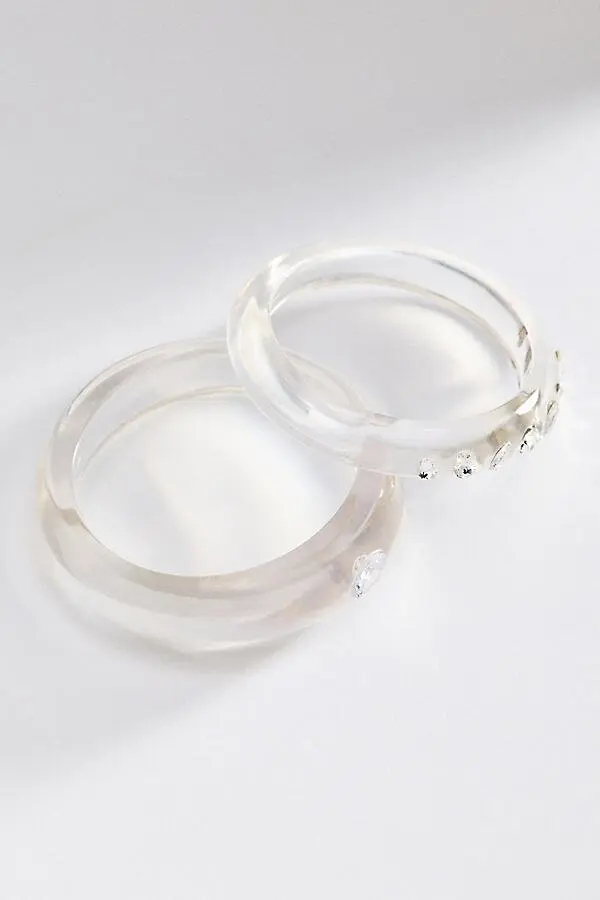 Anthropologie Tortoise Encrusted Bangles Set Of 2 - Clear