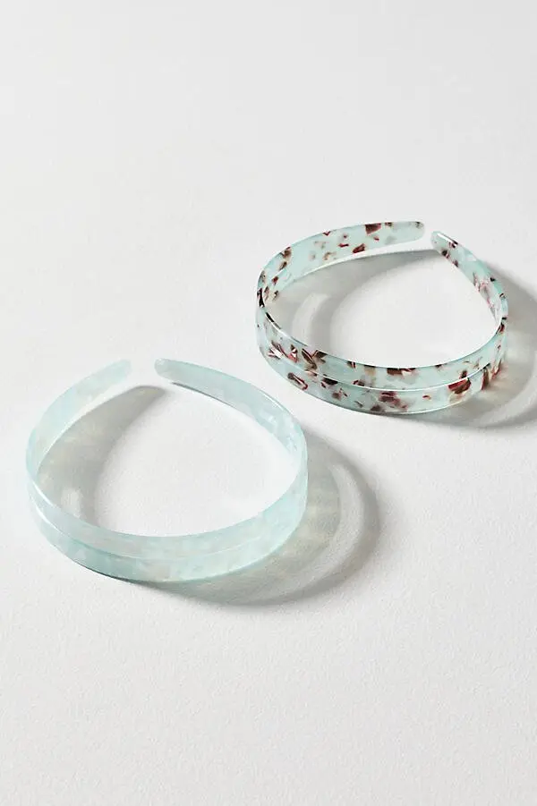 Anthropologie Wide Resin Headbands Set Of 2 - Mint