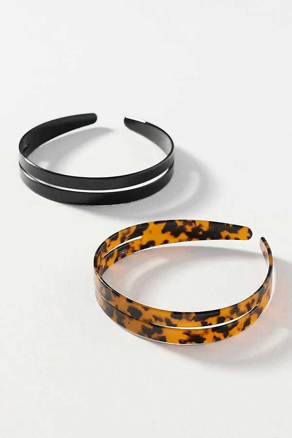 Anthropologie Wide Resin Headbands Set Of 2 - Tortoise
