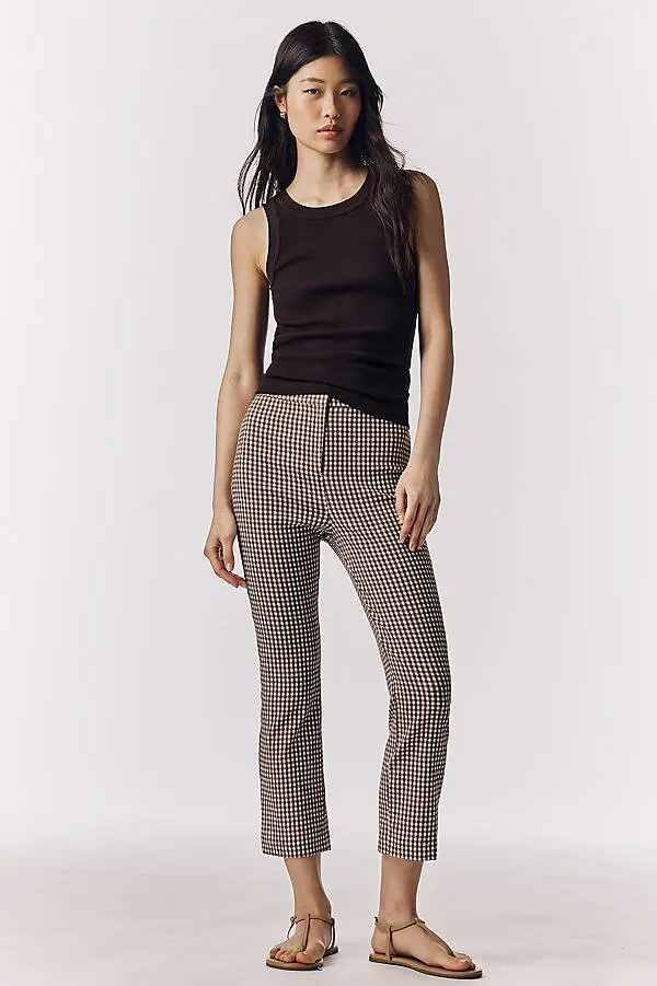 Astr The Label Alma Pants Gingham Checkered Trousers - Brown Gingham