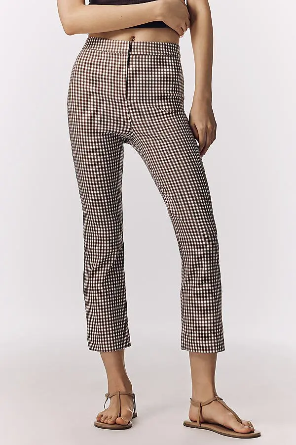 Astr The Label Alma Pants Gingham Checkered Trousers - Brown Gingham