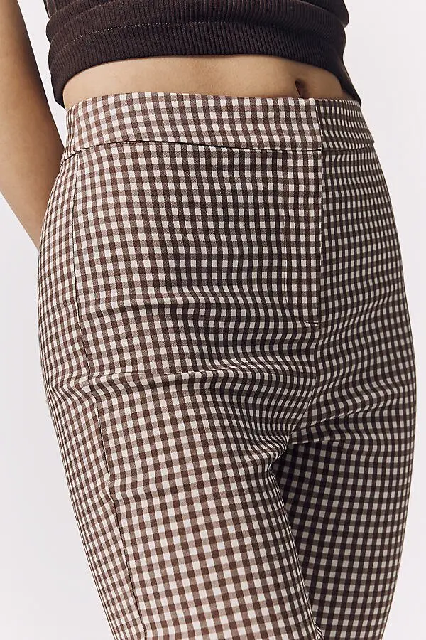 Astr The Label Alma Pants Gingham Checkered Trousers - Brown Gingham