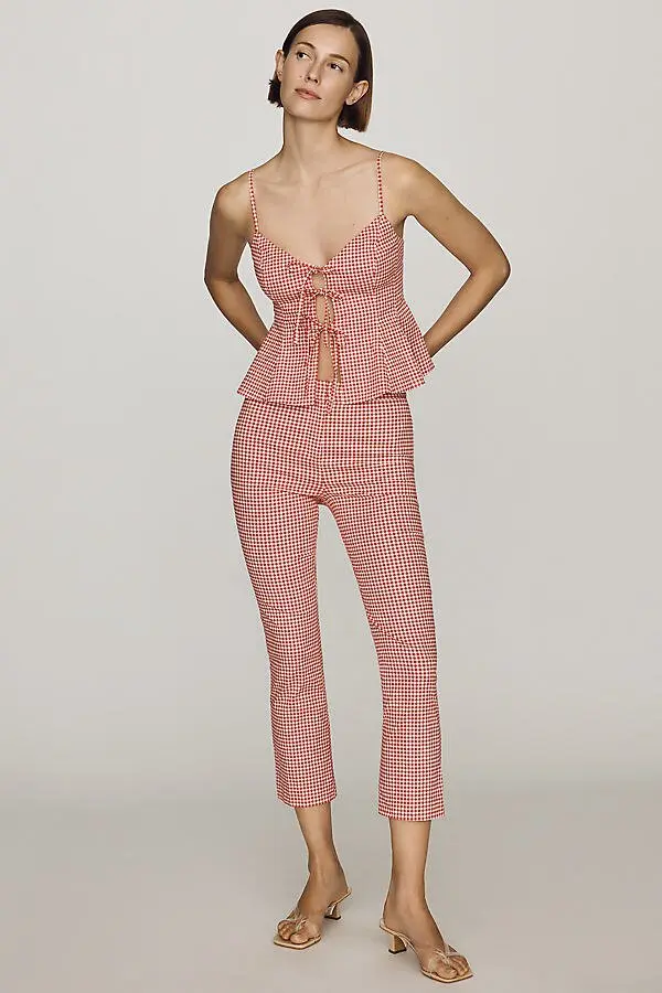 Astr The Label Alma Pants Gingham Checkered Trousers - Red Gingham