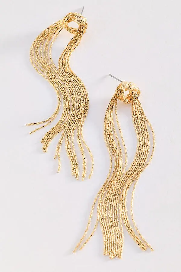 Anthropologie Chain Fringe Drop Earrings - Gold