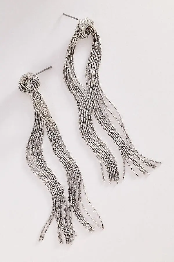 Anthropologie Chain Fringe Drop Earrings - Silver