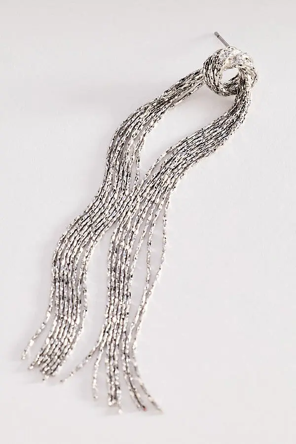 Anthropologie Chain Fringe Drop Earrings - Silver