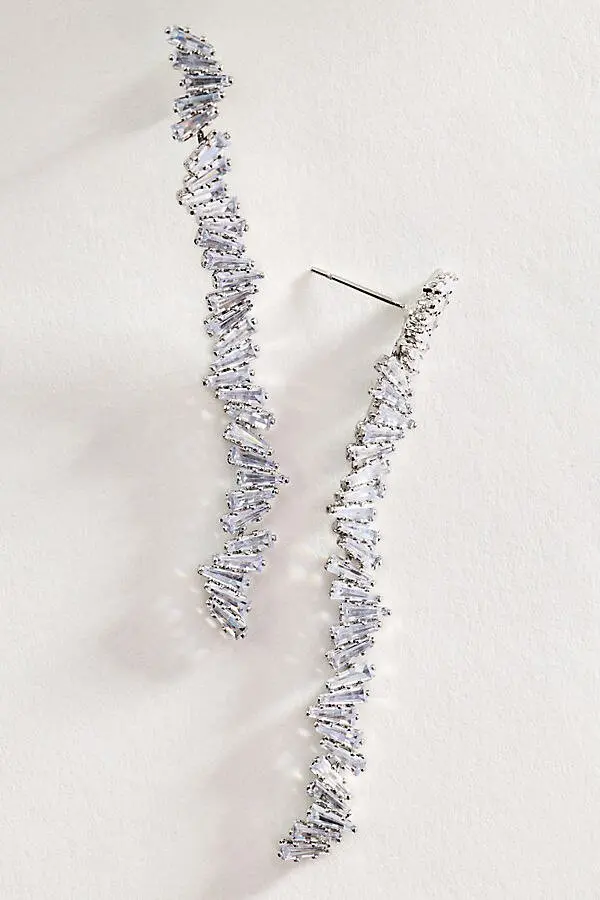 Anthropologie Rawbar Mixed Crystal Drop Earrings - Clear