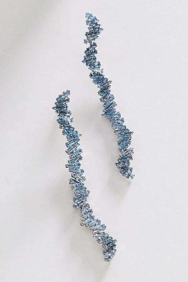 Anthropologie Rawbar Mixed Crystal Drop Earrings - Light Blue