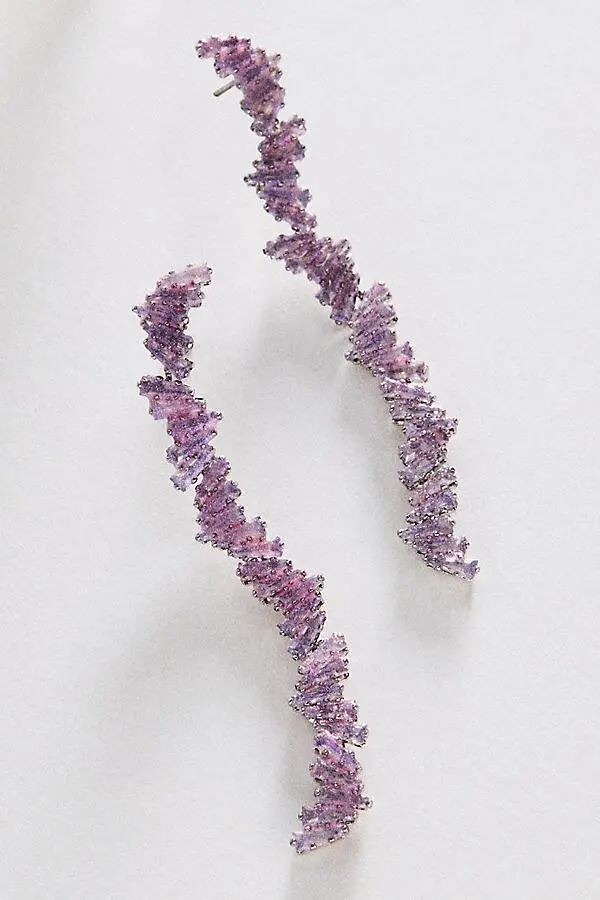 Anthropologie Rawbar Mixed Crystal Drop Earrings - Lilac