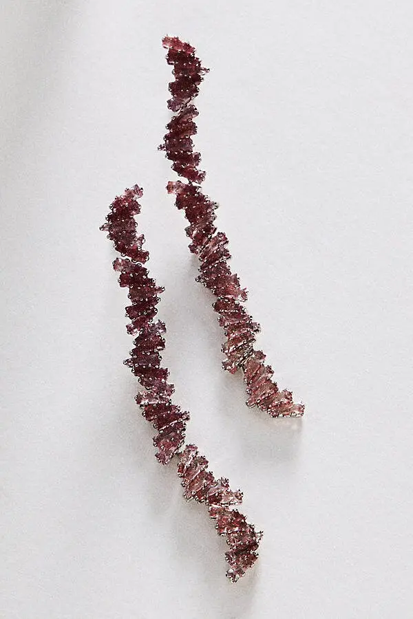 Anthropologie Rawbar Mixed Crystal Drop Earrings - Pink